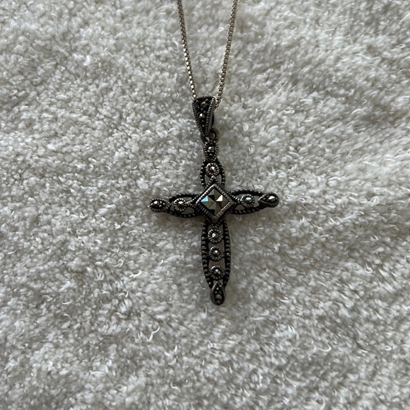 Source Unknown | Jewelry | Sterling Silver Chain With Marcasite Cross ...